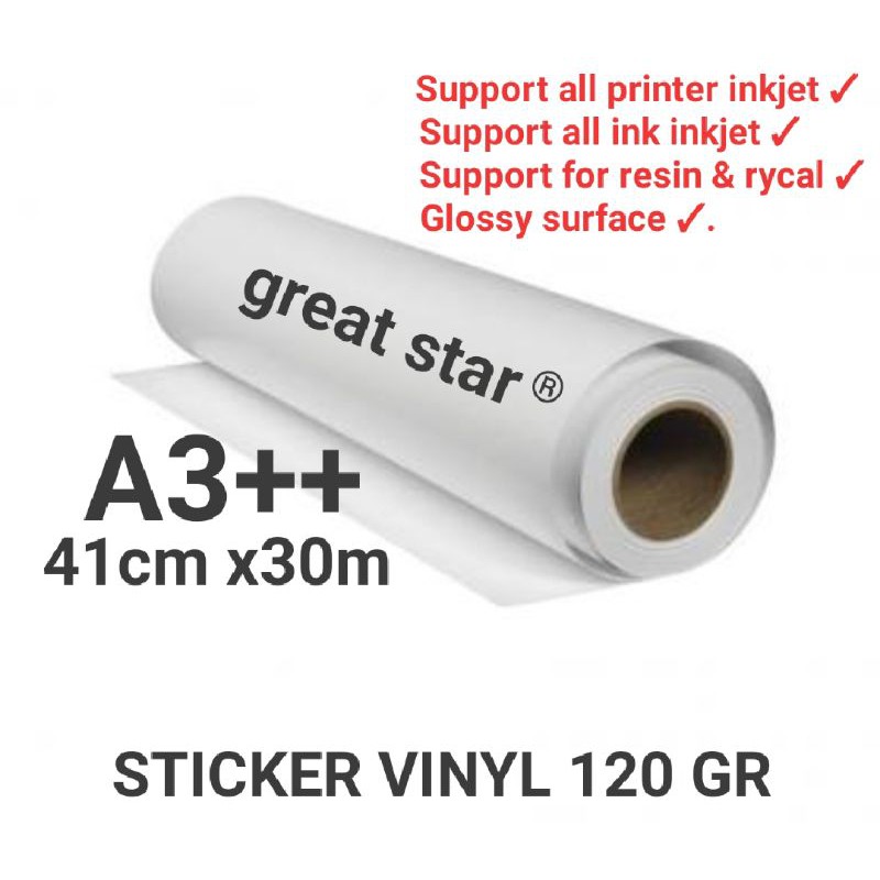 Jual STICKER VINYL INKJET A3+ ROLL 41CM X 30M | Shopee Indonesia