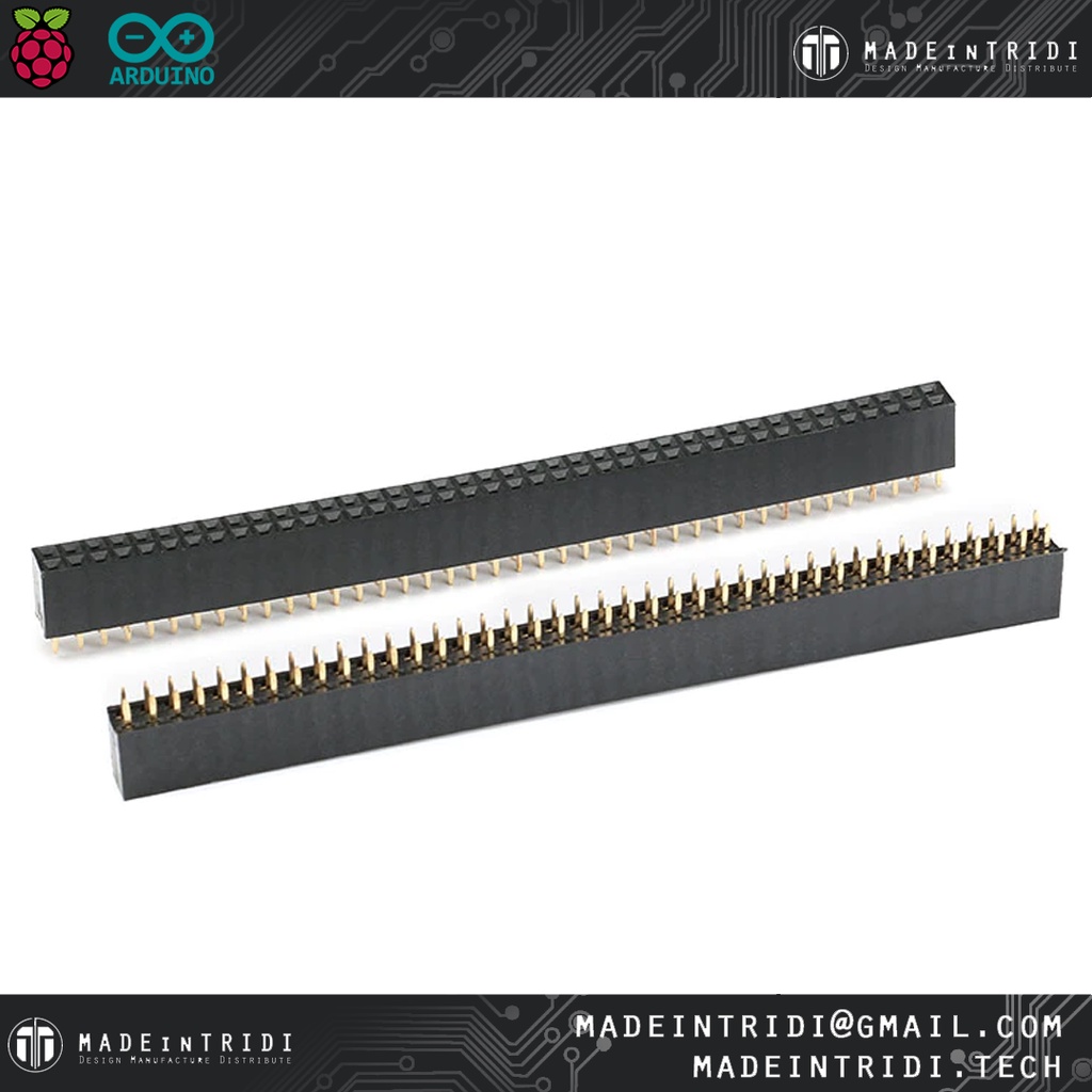 Jual PIN HEADER STRIP FEMALE DOUBLE ROW 2X40 2.54MM BLACK HITAM | Shopee Indonesia