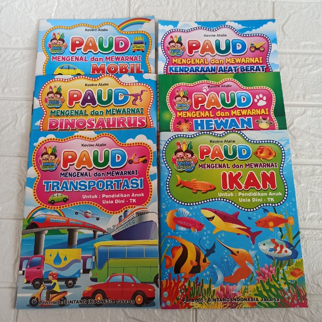 Jual Buku Paud Seri Mengenal Dan Mewarnai Hewan Transport Mobil Dino ...