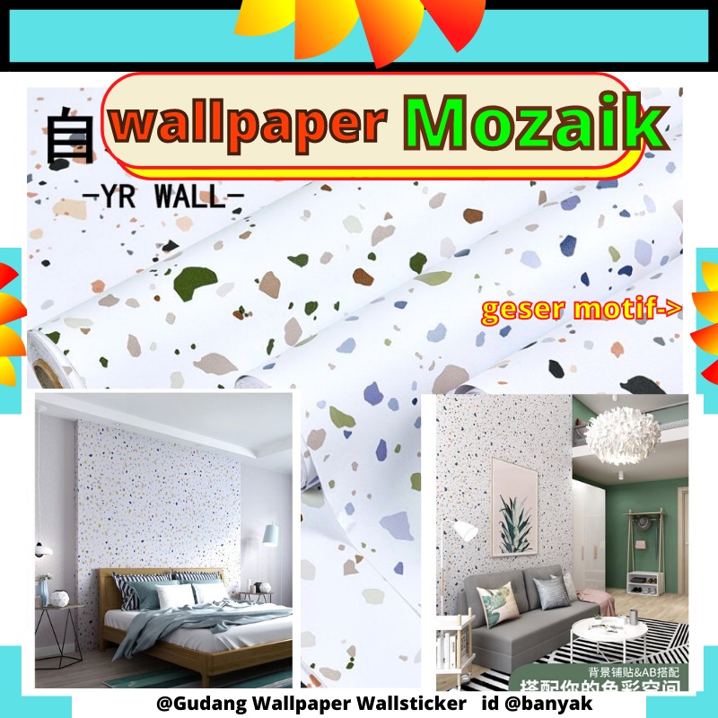 Jual Wallpaper Motif Mozaik Wall Paper Lebar 60cm Stiker Sticker ...