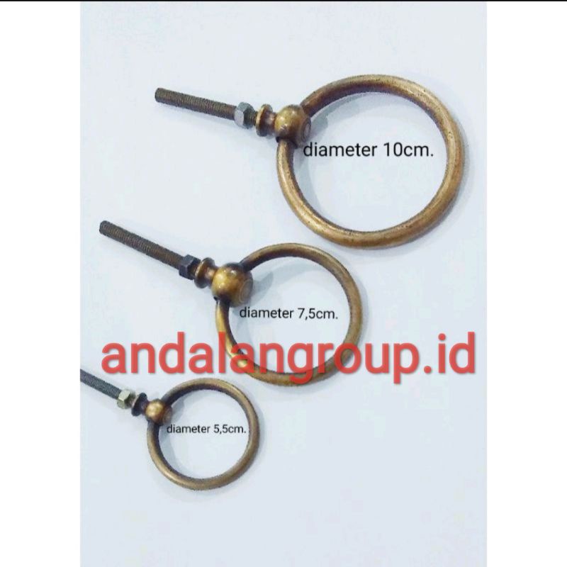 Jual ring kuningan / tarikan laci lemari buffet 10 cm 7,5 cm 5,5 cm ...