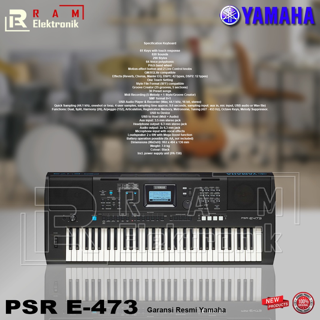 Jual Keyboard Yamaha PSR E473 / PSR E 473 Original Garansi Resmi Yamaha | Shopee Indonesia