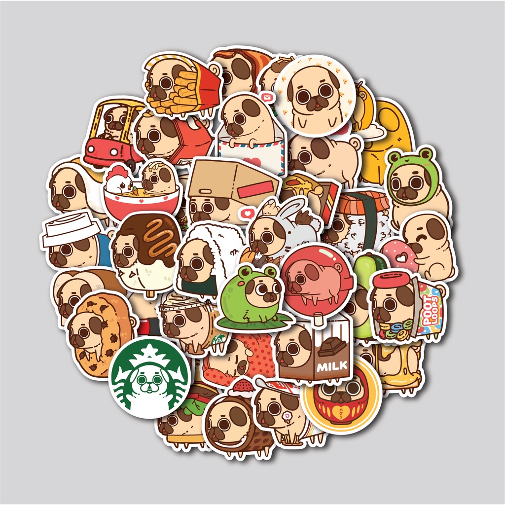 Jual STICKER PACK PUGLIE PUG | STICKER TUMBLR | STIKER LAPTOP KOPER ...