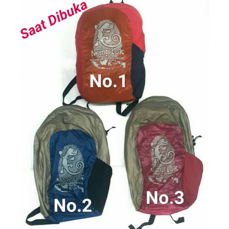 Jual Tas lipat nemplok bahan taslan tipis waterproof 25 liter | Shopee ...