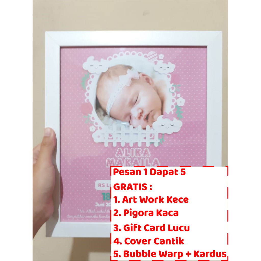 Jual Termurah Kado Bayi Pigura Biodata Bayi Perempuan/Custom Frame Baby ...