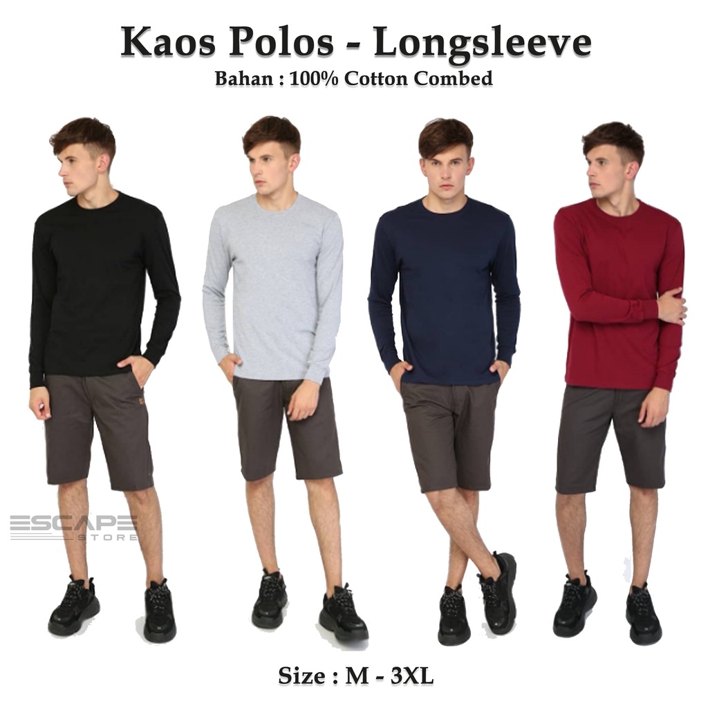 Jual Kaos Polos Lengan Panjang Longsleeve Bahan Cotton Combed 30s ...