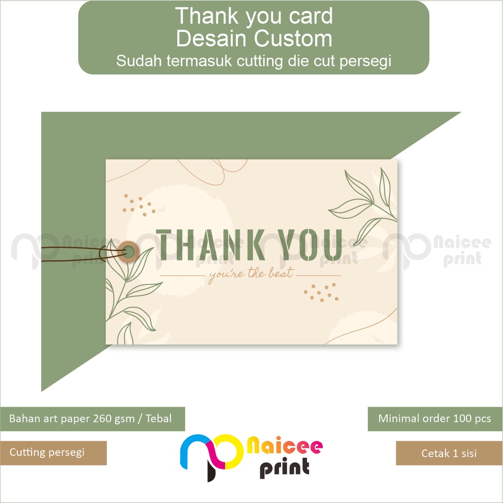 Jual Thank You Card Custom 1 Sisi | Cetak Kartu Ucapan Terima Kasih | Thanks Card | Ucapan ...