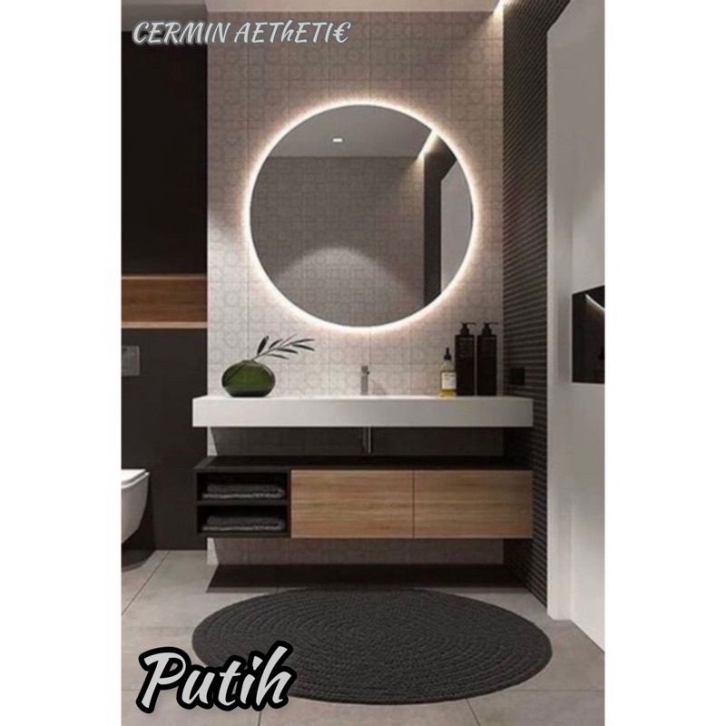 Jual Cermin Bulat Led Strip Diameter 60cm Kaca Cermin Lampu Aesthetic