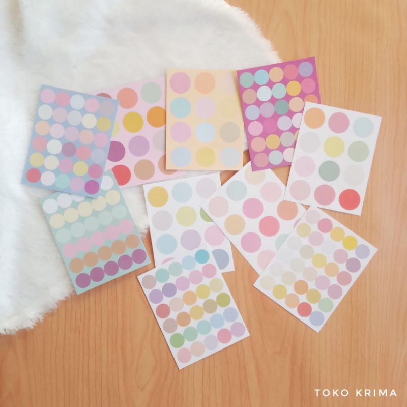 Jual Stiker Bulat Sticker Dot Lembaran Warna-Warni Diameter 2 cm & 1,3 ...