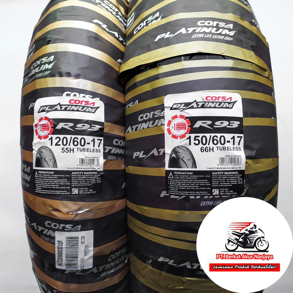 Jual Corsa Platinum R93 120/60 & 150/60-17 Sepasang Ban Motor Sport ...