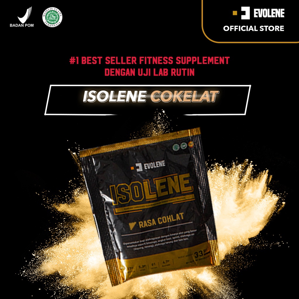 Jual Evolene Isolene Coklat 1 Sachetan Suplemen fitness pembentuk Otot ...