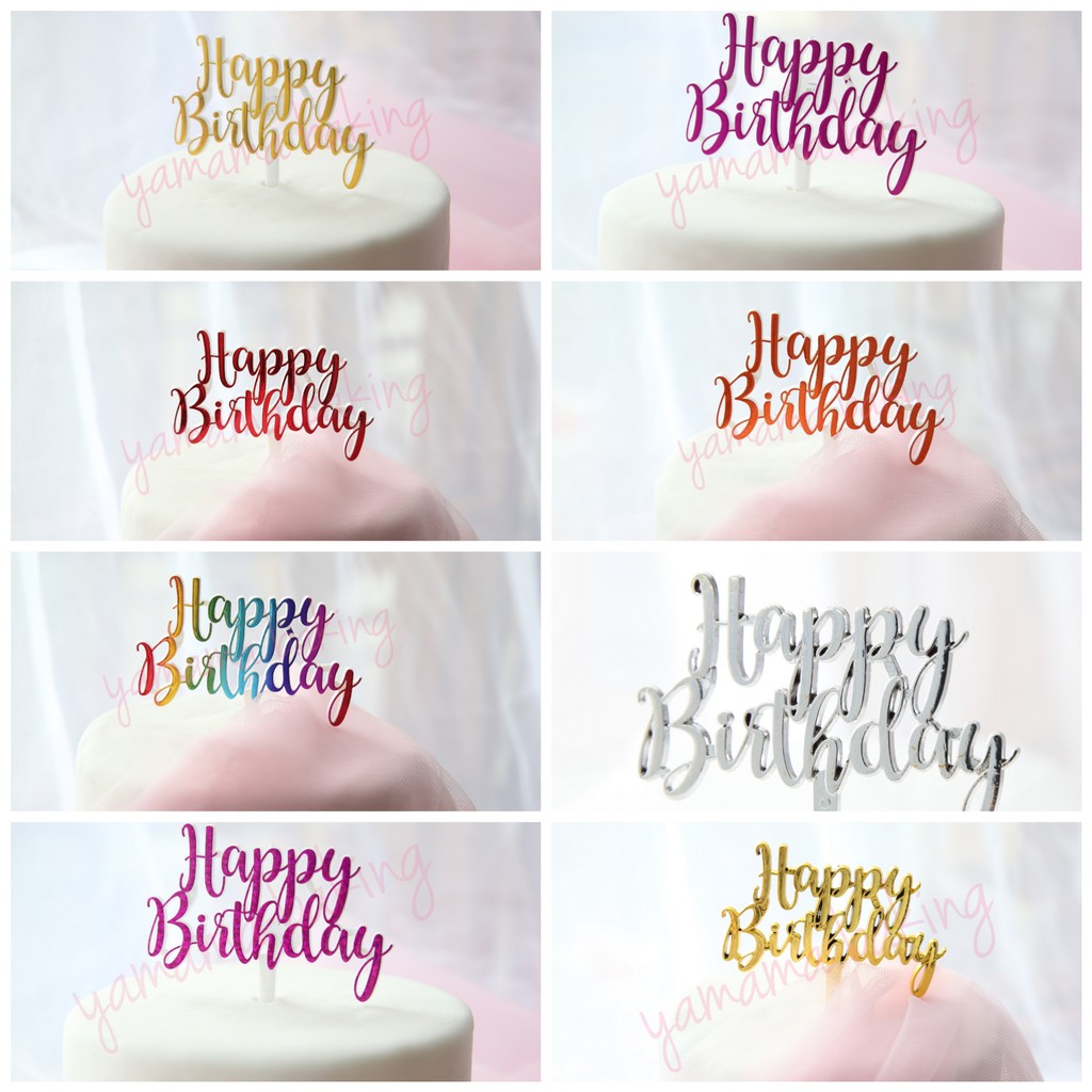 Jual GR-TI-0033 Cake topper hiasan kue tulisan plastik happy birthday ...