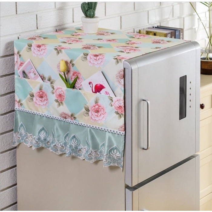 Jual TUTUP KULKAS RENDA TAPLAK KULKAS VINTAGE TEBAL SARUNG KULKAS COVER ...