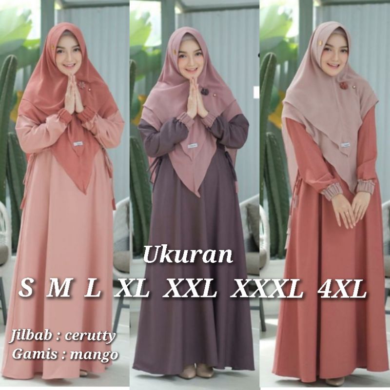 Jual GAMIS SYARI PLUS KHIMAR CERUTY UKURAN M - L - XL - XXL GAMIS BUSUI POLOS SET MURAH KEKINIAN ...