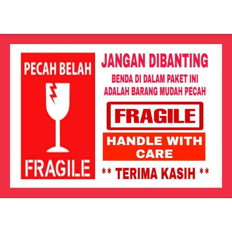 Jual STICKER FRAGILE BARANG MUDAH PECAH per 50 PCS | Shopee Indonesia