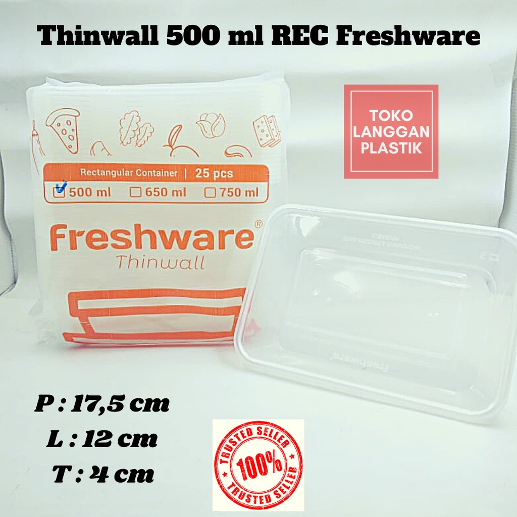 Jual Thinwall RECTANGLE Freshware 500 ml / Kotak Makan Plastik Persegi Panjang 500 ml | Shopee ...