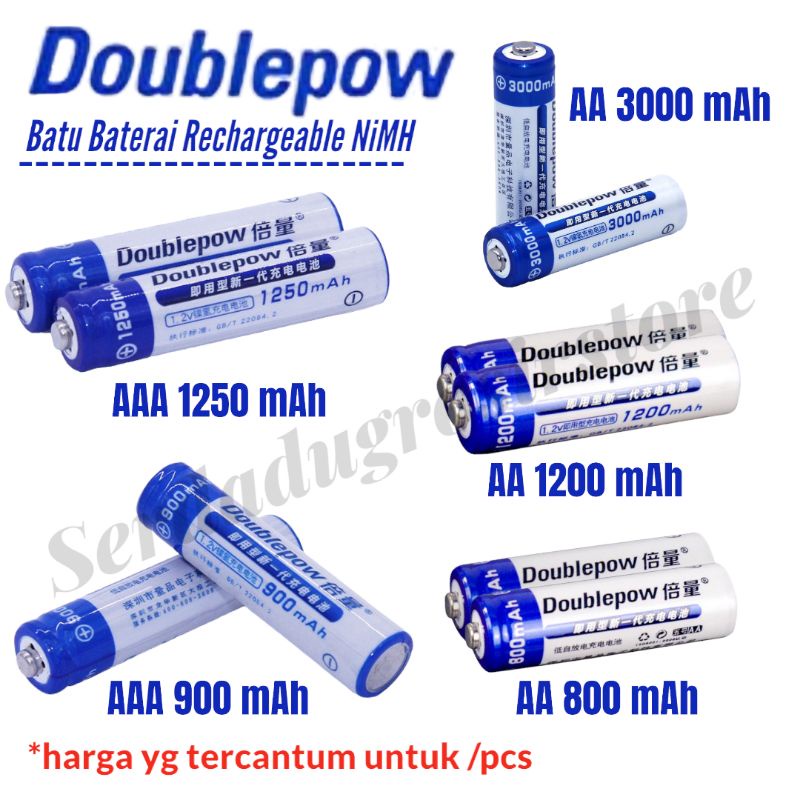 Jual DOUBLEPOW Batu Baterai Cas AA/AAA Rechargeable NiMH (Harga Satuan ...