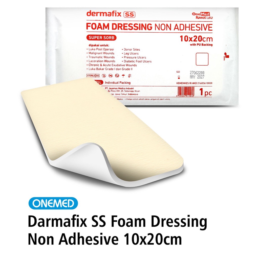 Jual Dermafix SS Foam Dressing Non Adhesive 10 x 20cm OneMed 1 Pcs ...
