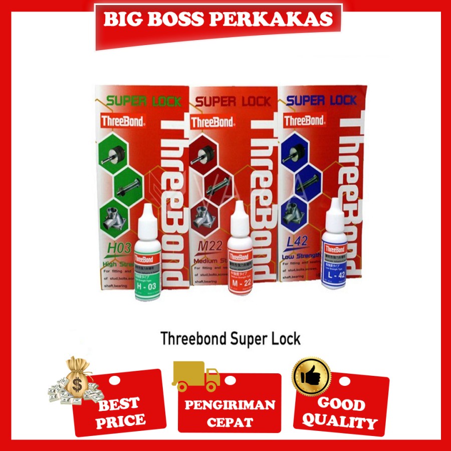 Jual threebond super lock / lem super baut lem ulir lem bearing - MERAH ...
