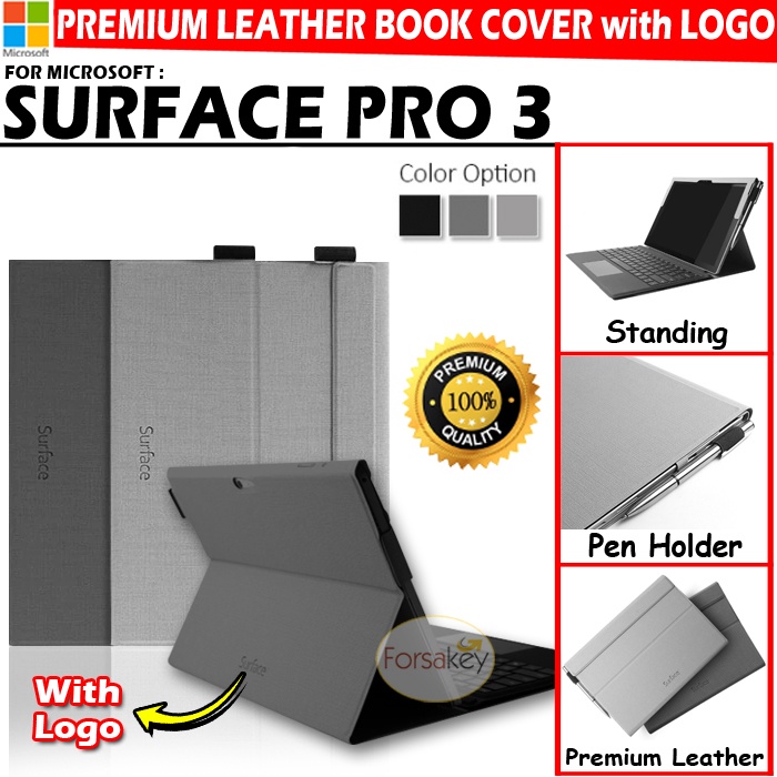 Jual Microsoft Surface Pro 3 Leather Flip Book Cover Case Casing Sarung ...