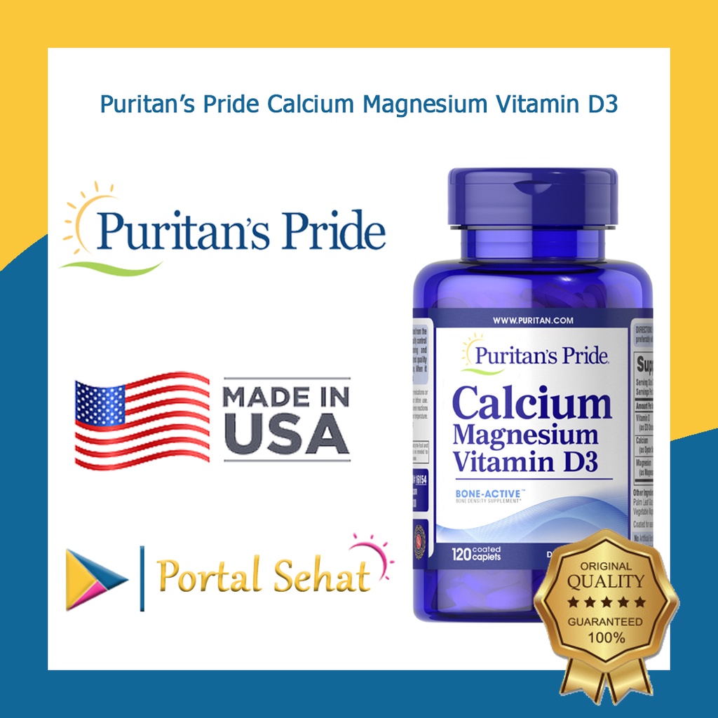 Jual Puritans Pride Calcium Magnesium Vitamin D3 120 Caplets | Shopee ...
