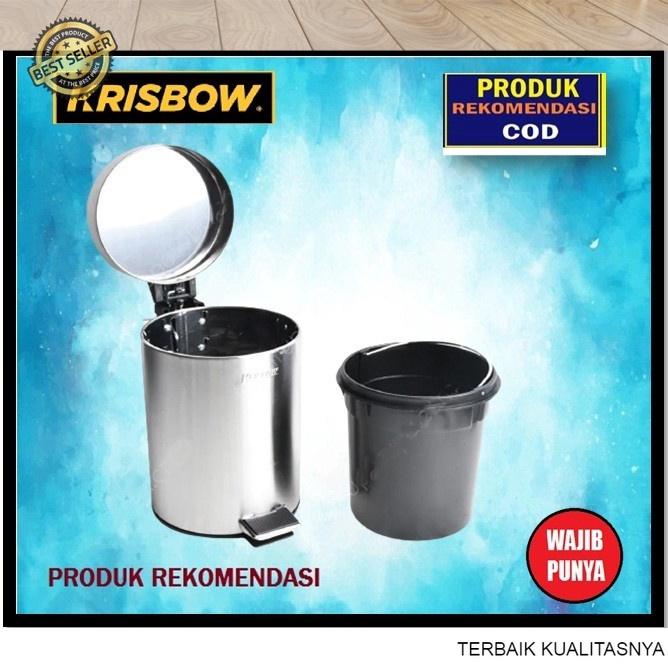 Jual COD Tempat sampah Pedal bin KRISBOW 5 L stainless tong sampah kaki waste bin krisbow 1 ...