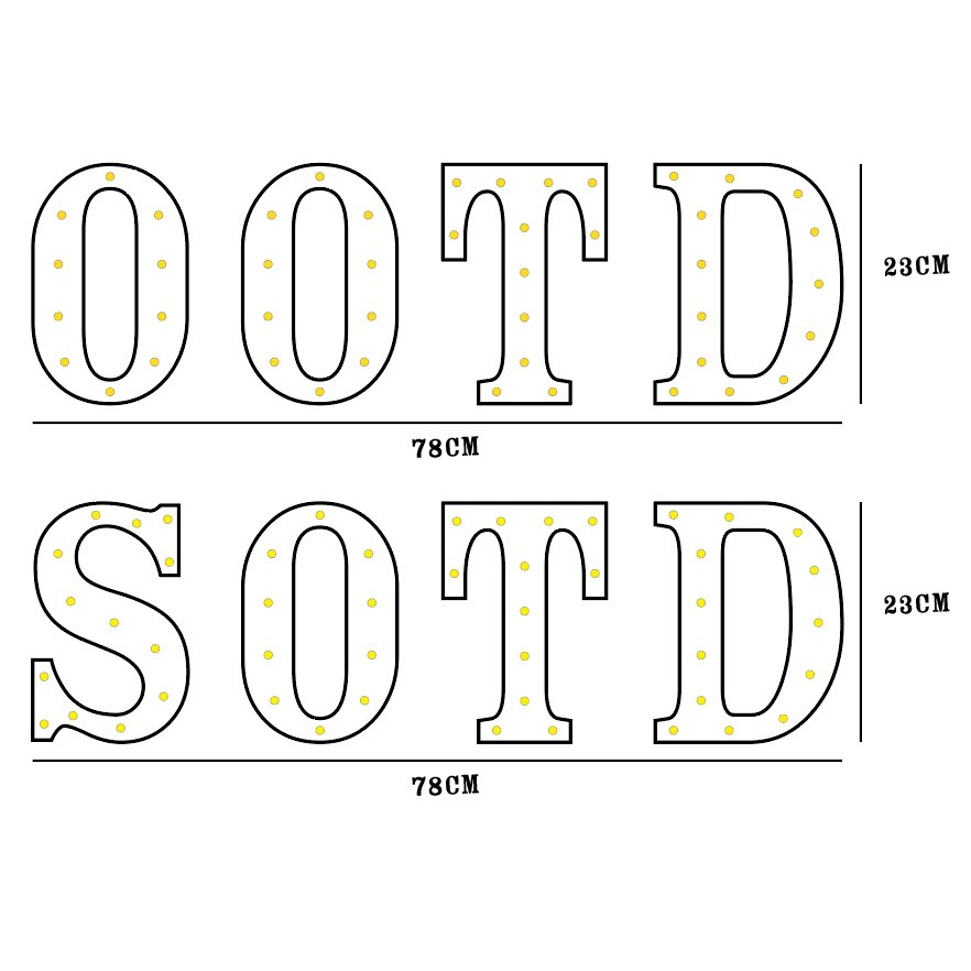 Jual Marquee Letter Light Huruf Lampu Huruf Tinggi 23cm Bohlam LED Bulb ...