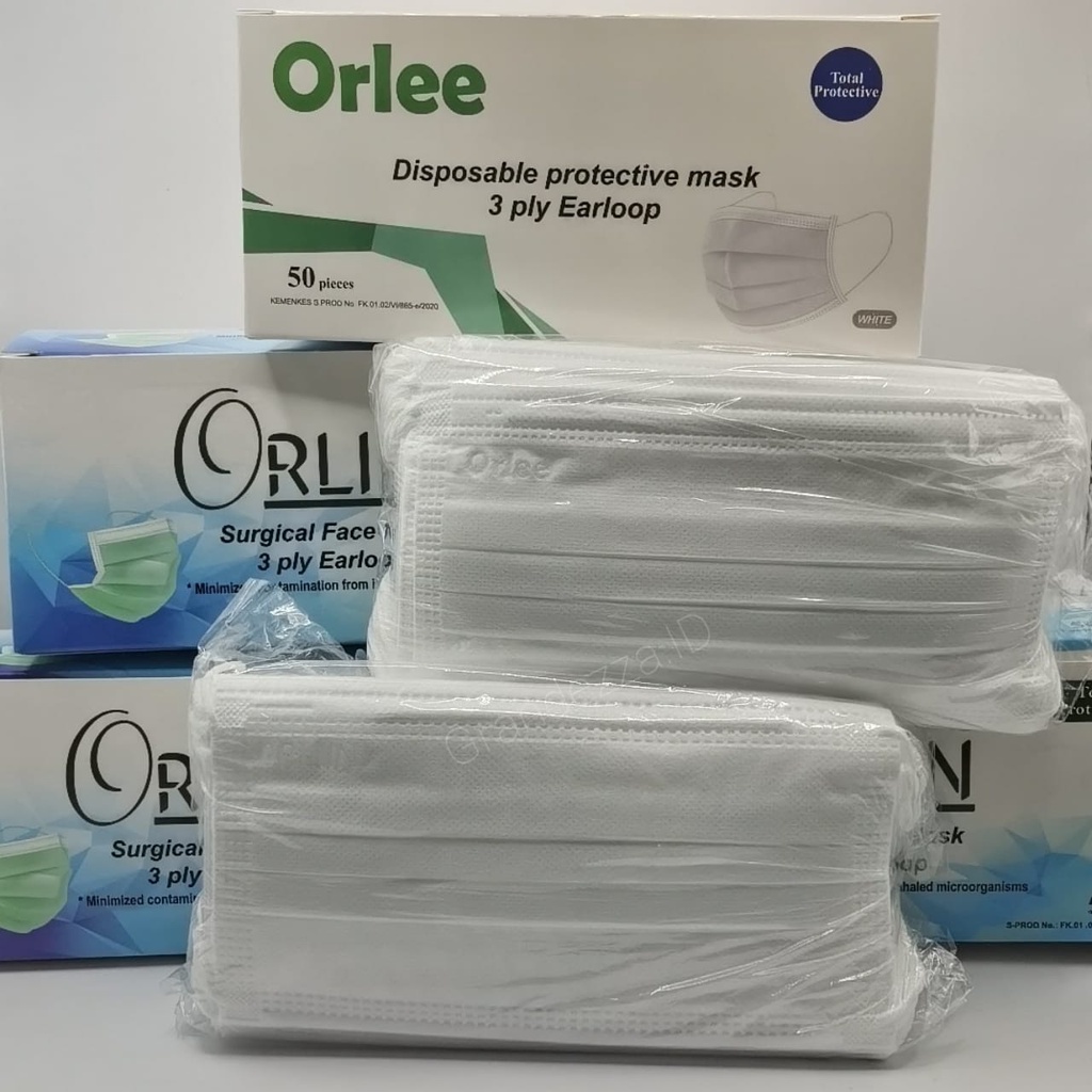 Jual Masker ORLEE Populer 3 ply 3Ply Earloop/Kuping/Tali Model Medis ...