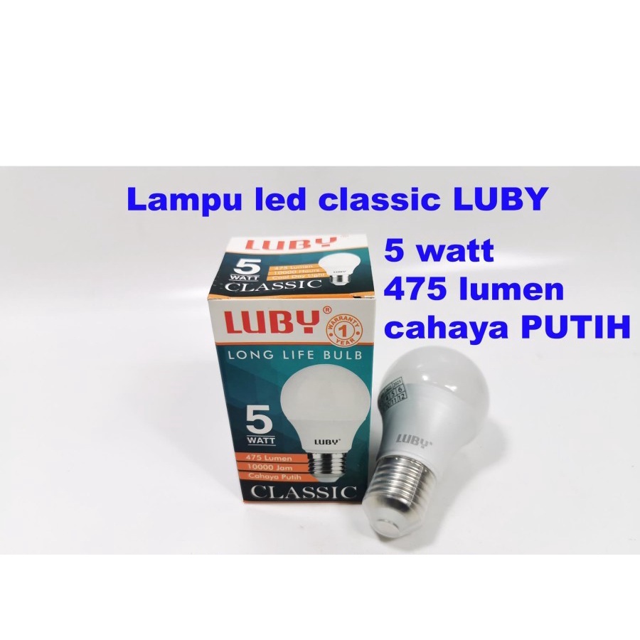 Jual Lampu LED Bulb 5w 5 Watt LUBY Classic Cahaya Putih Premium Bergaransi | Shopee Indonesia