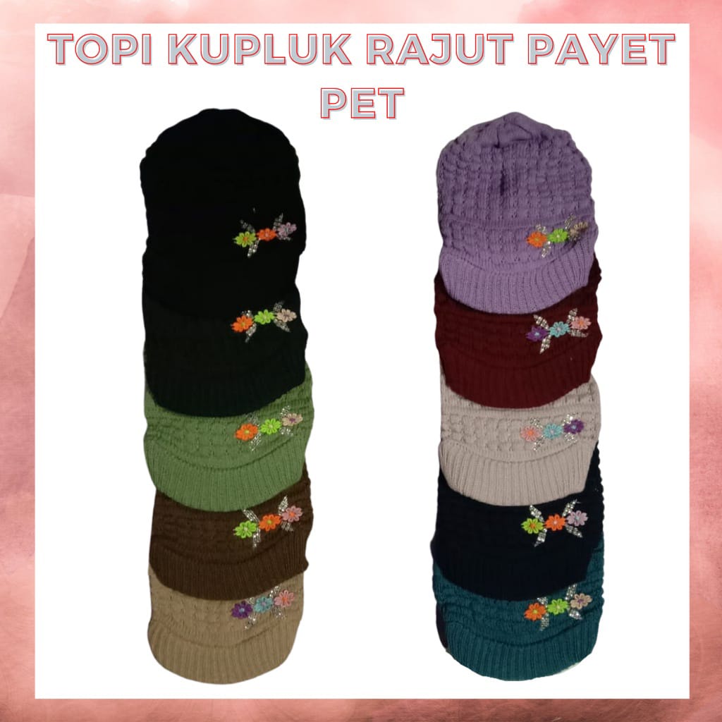 Jual 4031 - Topi Kupluk Rajut Payet Dengan Pet / Topi Nenek / Kupluk ...