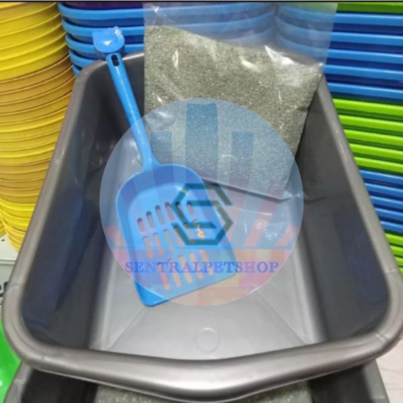 Jual Pasir Tai Kucing + Bak Kotak Pasir + Sekop Toilet Anabul 1Set Cat ...