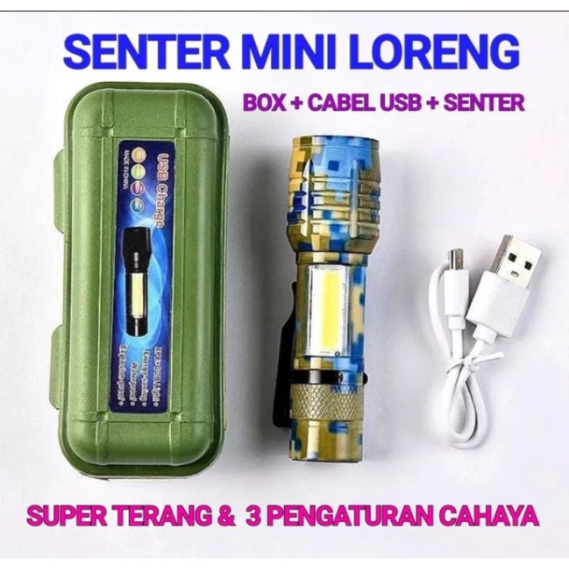 Jual Senter Mini XPE COB Led Zoom Super Terang Swat Police Light Recharge | Shopee Indonesia