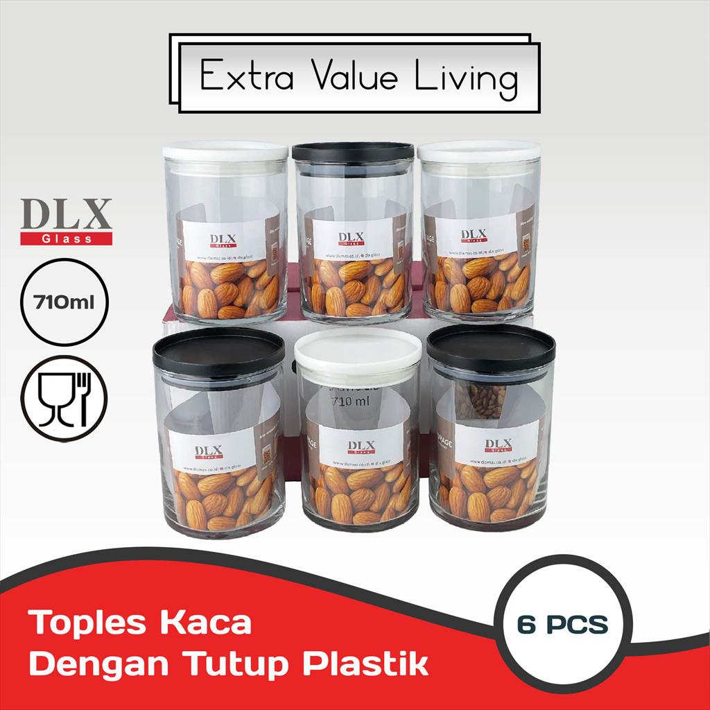 Jual DLX Glass Toples Kaca Set 6 Pcs Canary A 710 ML Kedap Udara | Shopee Indonesia