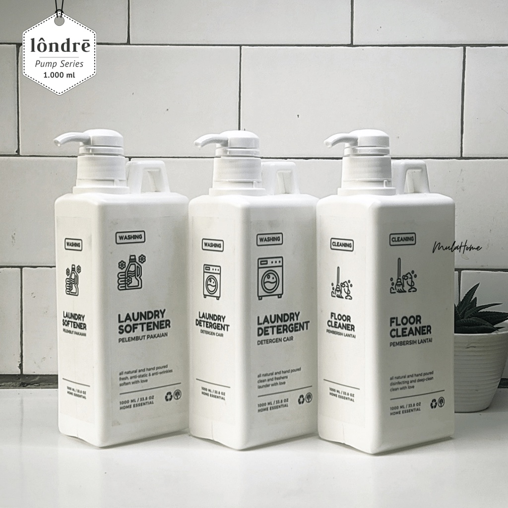 Jual PUMP LONDRe Laundry Detergent Bottle 1000 ml 1 Liter Botol Refill Pump Tempat Deterjen ...
