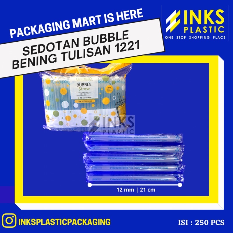 Jual SEDOTAN BUBBLE BENING STERIL 1221/STRAW BOBA STERIL TULISAN (250 ...