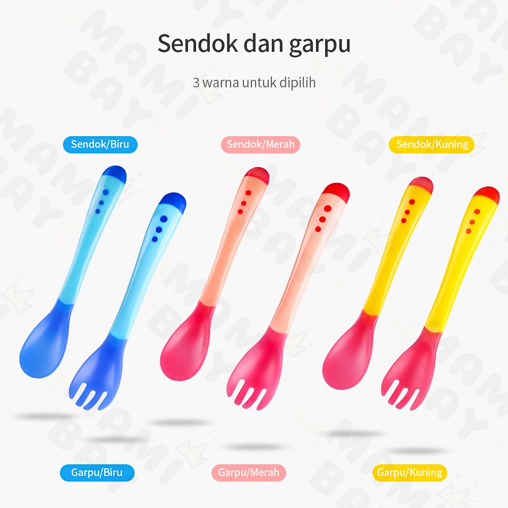 Jual LYSASHOP Set Sendok Garpu Makan Bayi Sensor Suhu Panas Silikon ...