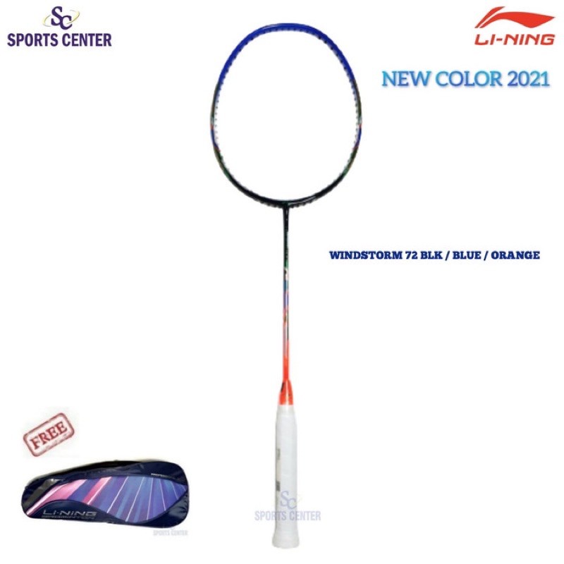 Jual New Color Raket Badminton Lining Windstorm 72 Blk / Blue / Orange ...