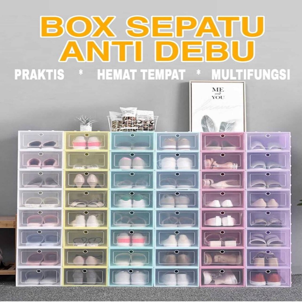 Jual E4 Kotak Sepatu Lipat Rak Sepatu Plastik Box Penyimpanan Sepatu ...
