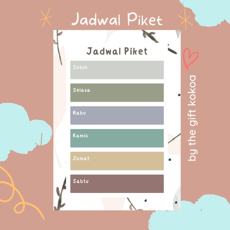 Jual Jadwal Piket / Picket Schedule | Shopee Indonesia