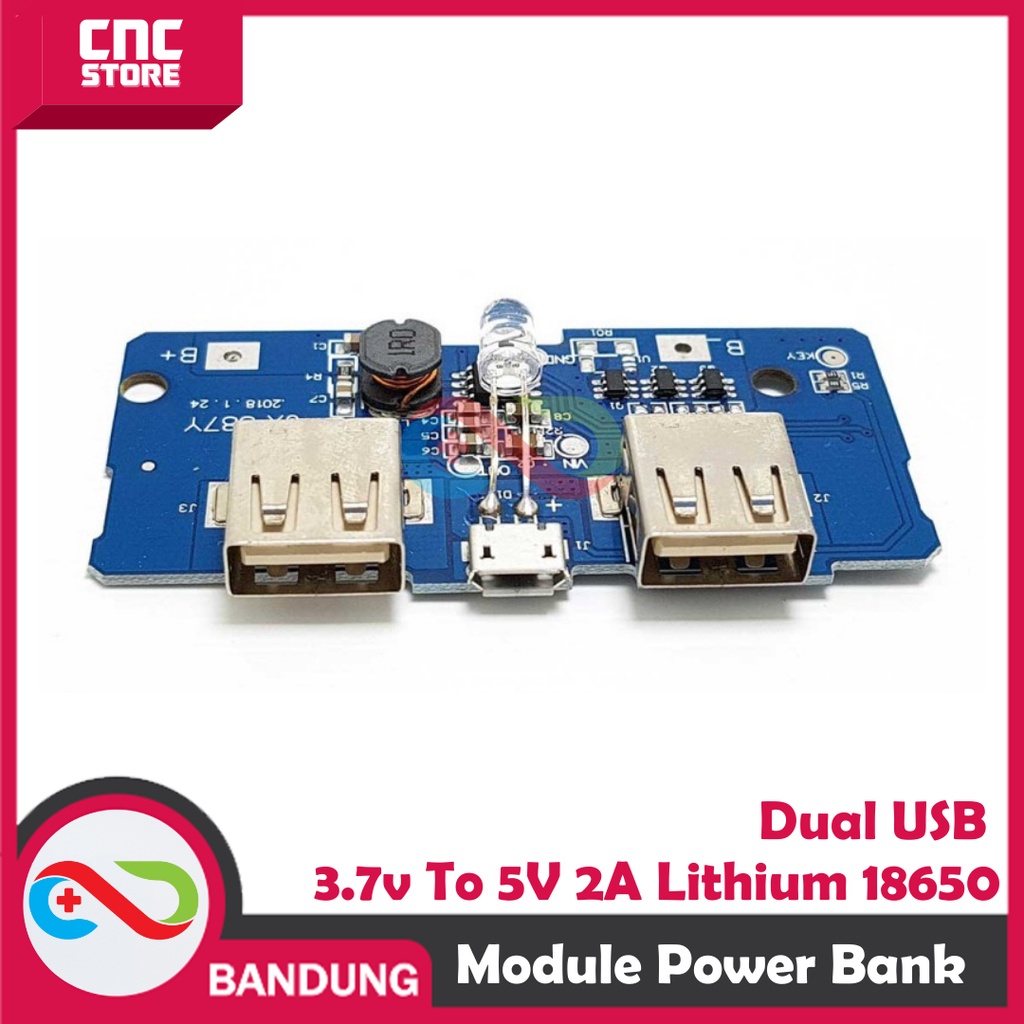 Jual DIY MODULE POWER BANK DUAL USB 3.7V TO 5V 2A LITHIUM 18650 MODUL ...