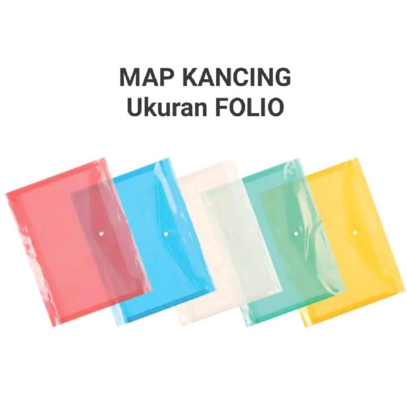 Jual Map Plastik Kancing Folio F4 Dokumen 1lusin isi 12 pcs | Shopee ...