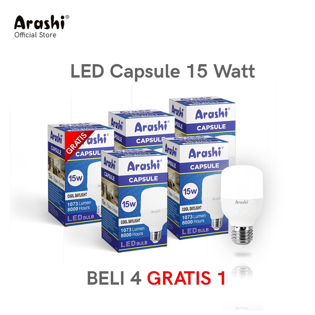 Jual Arashi Lampu LED Capsule 15 watt CDL 5pcs - Putih | Shopee Indonesia