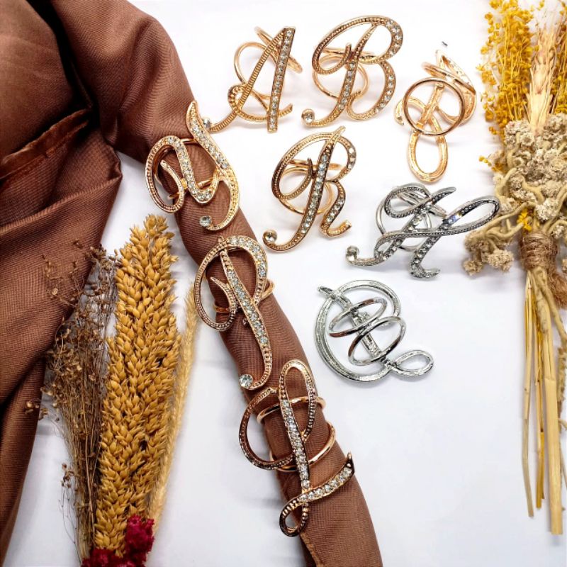 Jual Ring Inisial Latin | Ring Kerudung | Ring Huruf Latin | Shopee ...
