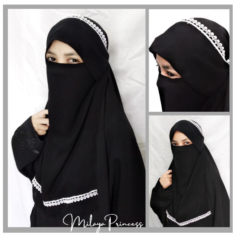 Jual Niqab Milaya Princess/Niqab Poni Jilbab Ped/Niqab Milaya New Renda ...