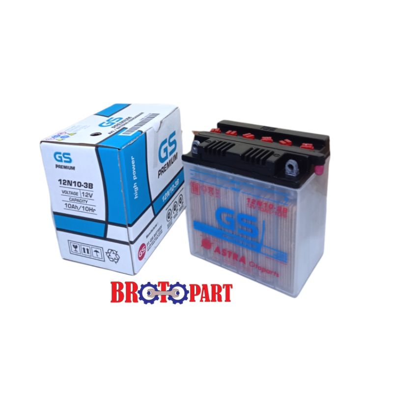 Jual Aki Accu Motor GS Astra 12N10 3B 12v 10Ah Original Aki Basah GS | Shopee Indonesia
