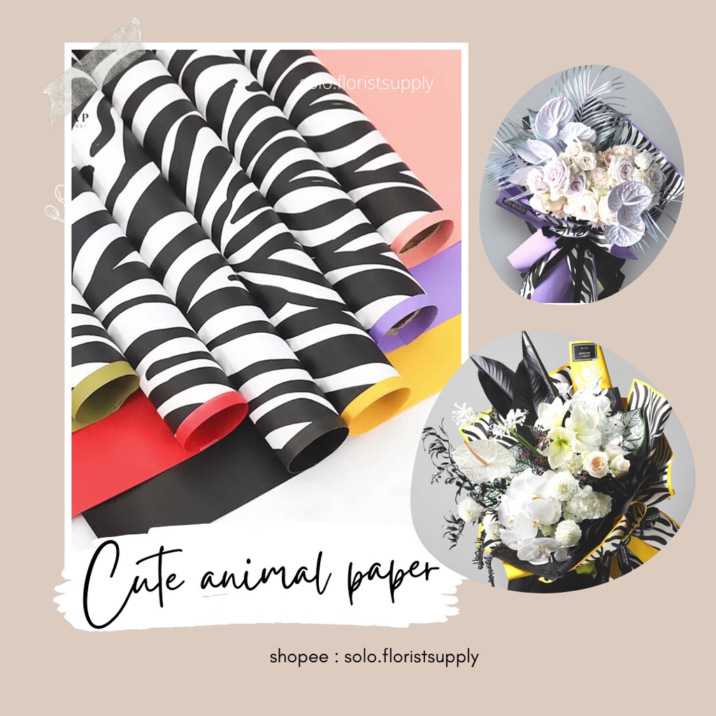 Jual (ECER) ZEBRA CUTE ANIMAL MOTIF CELLOPHANEFLOWER WRAPPING CUTE ...