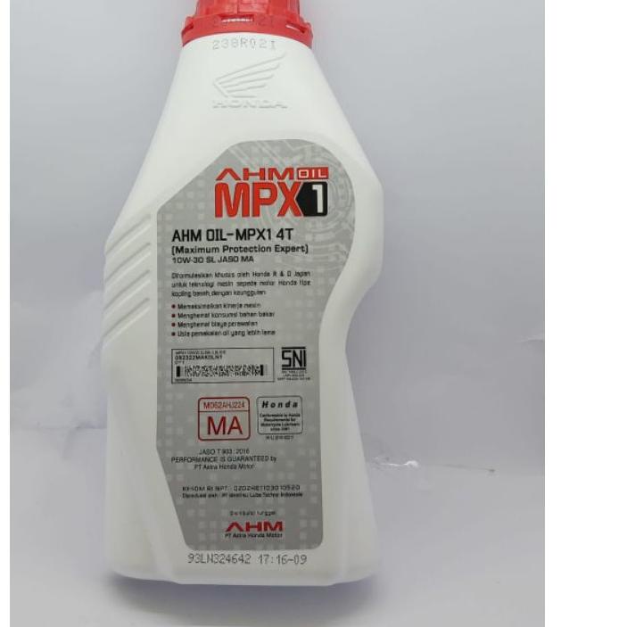 Jual New - Oli Motor Honda MPX 1 800ml 1liter AHM MPX1 motor oil SAE 10W-30 API SL | Shopee ...