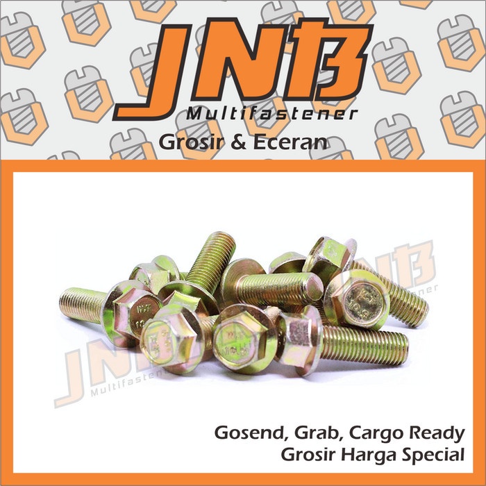 Jual FLANGE BOLT M6X25 BAUT TOPI M6 X 25 KUNING KUNCI 10 | Shopee Indonesia