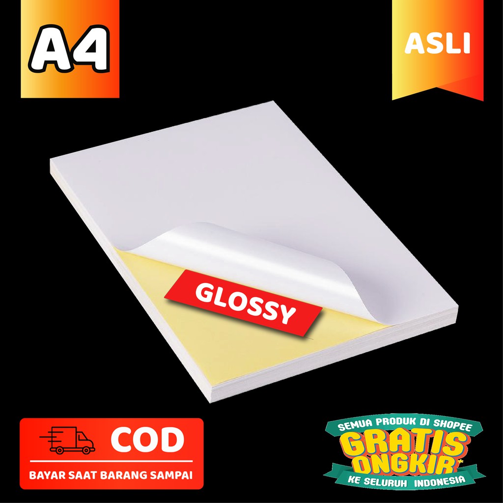Jual Kertas Stiker Cromo Isi 50 Untuk Printer Inkjet / Stiker A4 Glossy ...