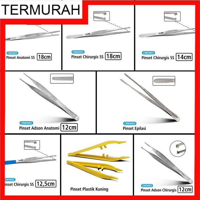 Jual Pinset Chirurgis Stainless Steel / Pinset Anatomi / Pinset Bayonet ...